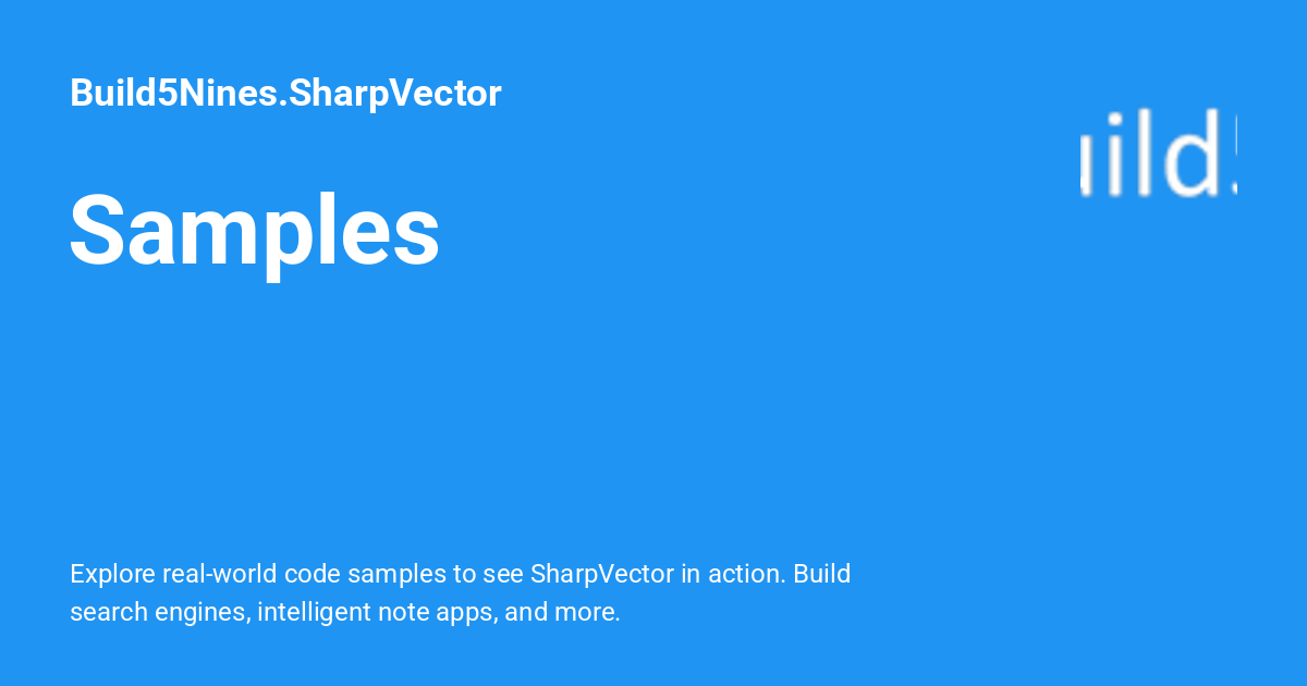 Samples - Build5Nines.SharpVector